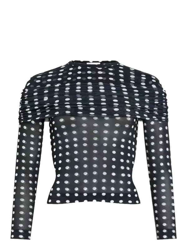 PATOU Polka Dot Long Sleeve Blouse - Black