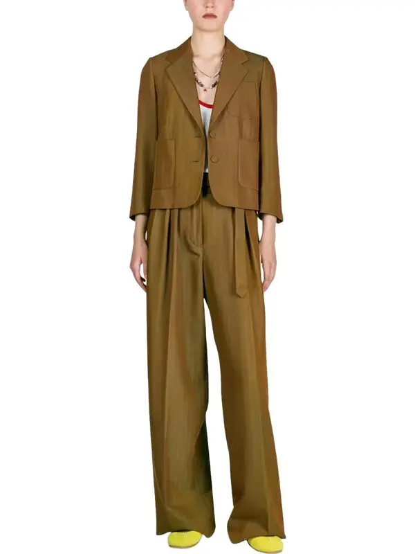 Dries Van Noten Cropped Herringbone Blazer - Brown