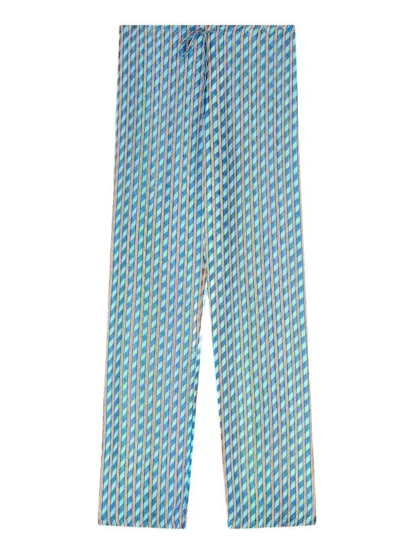 Dries Van Noten Devoré Striped Trousers - Blue