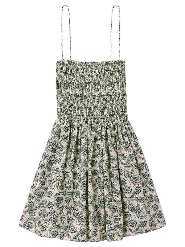 Matteau Shirred Printed Organic Cotton-poplin Mini Dress - Multi