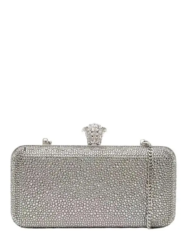 Versace Embellished Crystal Clutch - Grey