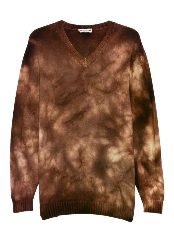 A.N.G.E.L.O. VINTAGE CULT Tie-dye V-neck Sweater - Brown