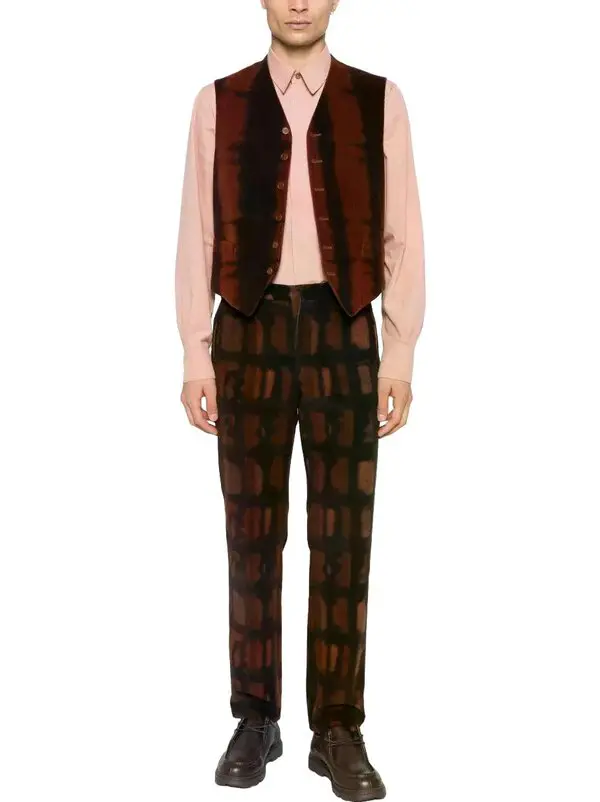ROMEO GIGLI 1990s Tie-dye Corduroy Waistcoat - Brown