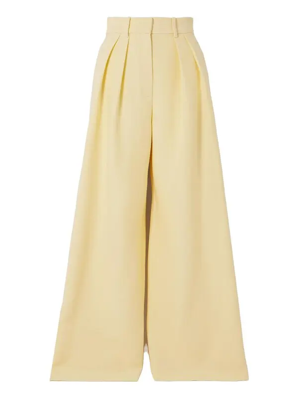 Brandon Maxwell The Holland Wool-blend Crepe Wide-leg Pants - Yellow