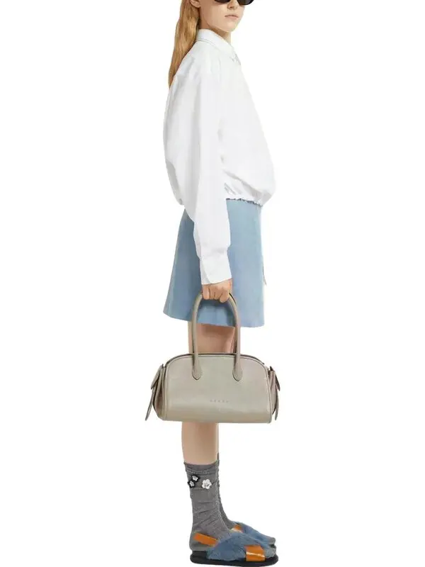 Marni Tulipea Leather Tote Bag - Grey