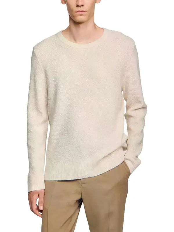 Sandro Seed-stitch Wool Crew Neck Sweater - Neutrals