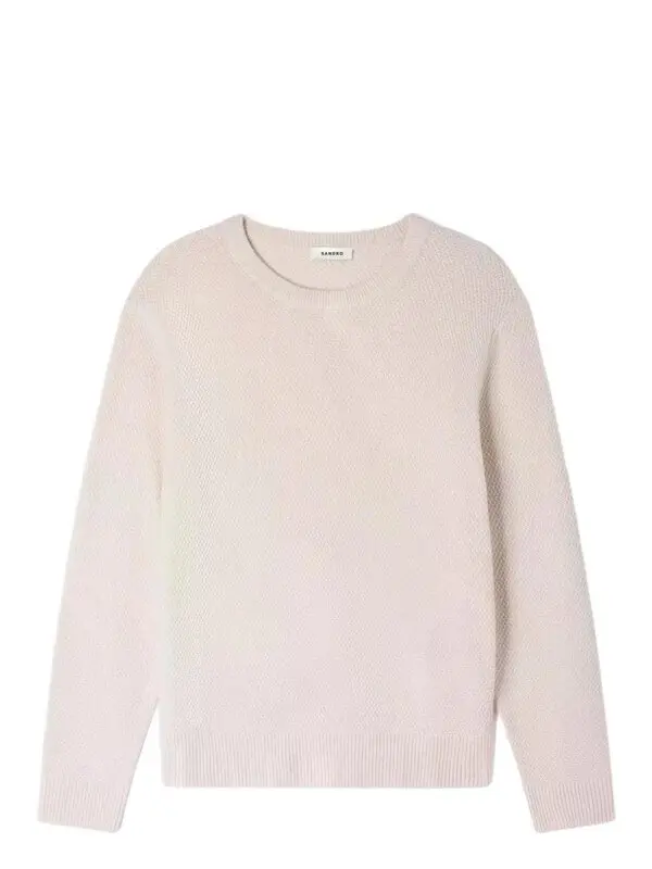 Sandro Seed-stitch Wool Crew Neck Sweater - Neutrals