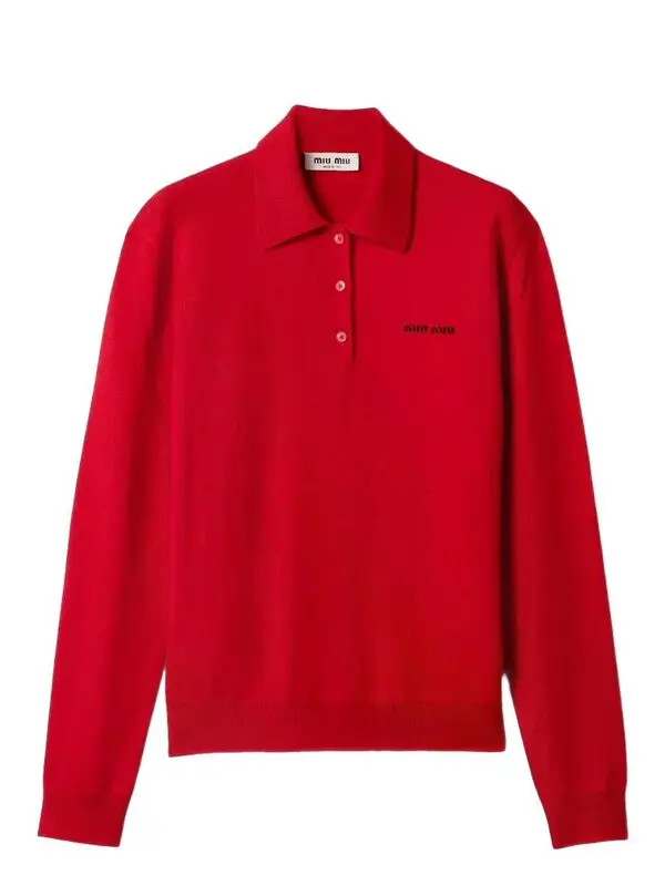 Miu Miu Virgin Wool Polo Shirt - Red