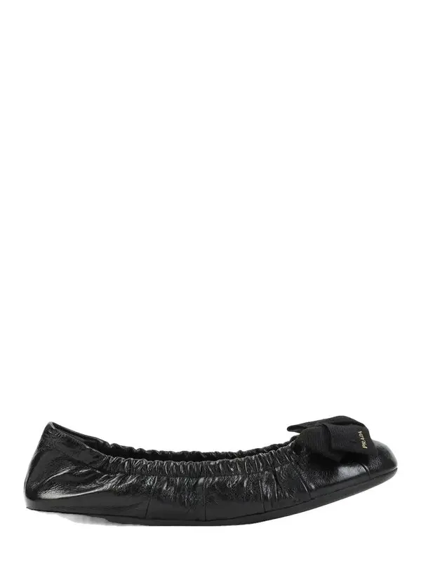 Prada Bow-detail Wrinkled-effect Ballet Flats - Black