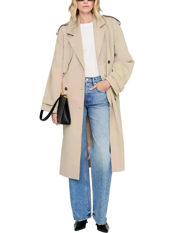 ANINE BING Maxi Double-breasted Trench - Neutrals