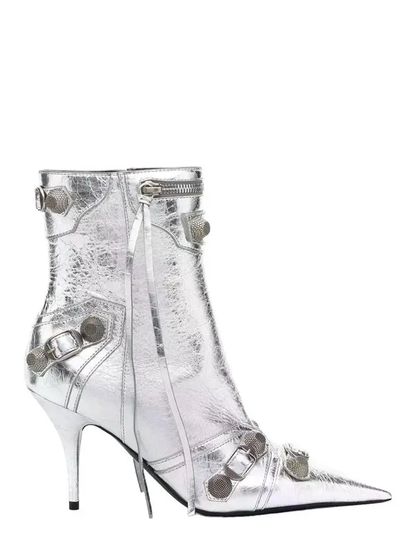 Balenciaga Cagole 90mm Metallic Ankle Boots - Silver