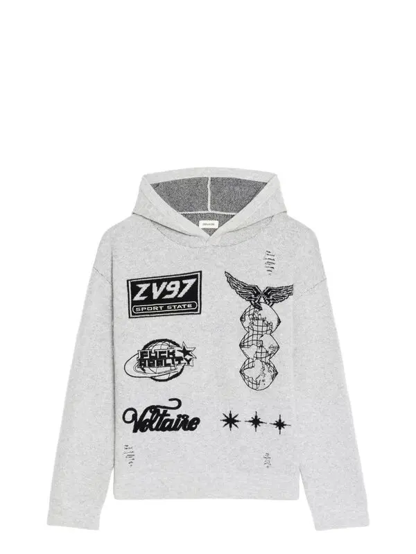 Zadig&Voltaire Graphic-print Wool And Cashmere Hoodie - Grey