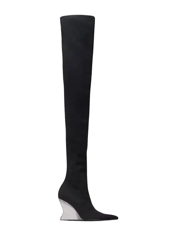 Balmain Wedge Thigh-high Boots - Black