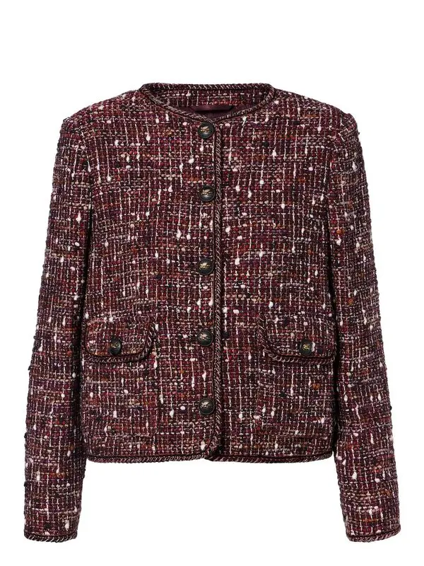 Etro Cropped Cotton-blend Boucle Jacket - Multicoloured