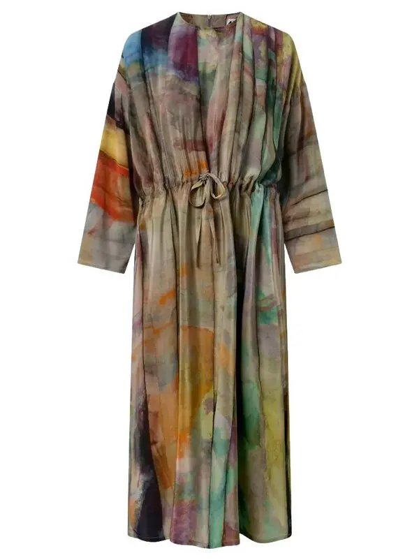 ANNTIAN Printed Tie-waist Maxi Dress - Neutrals
