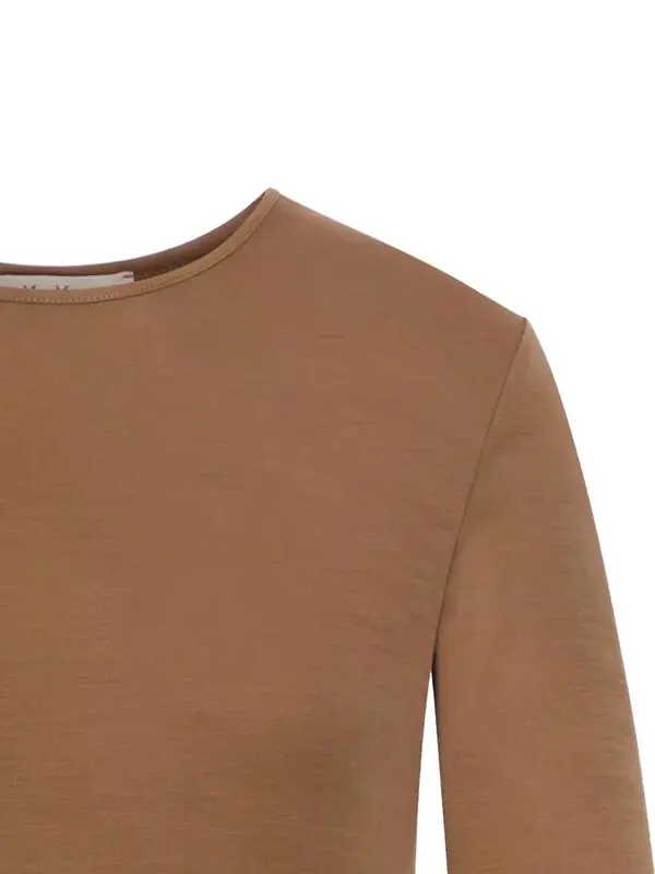 Max Mara Crew-neck Long-sleeve Sweater With Button Detail Cuffs - Brown