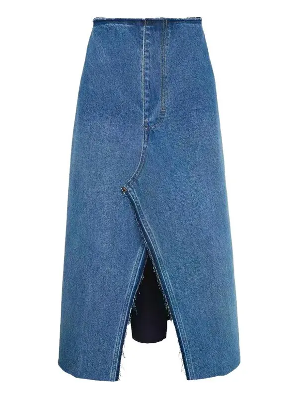 LITKOVSKA Split Front Midi Skirt - Blue