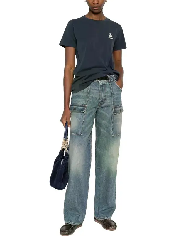MARANT ETOILE Logo Embroidered T-shirt - Blue