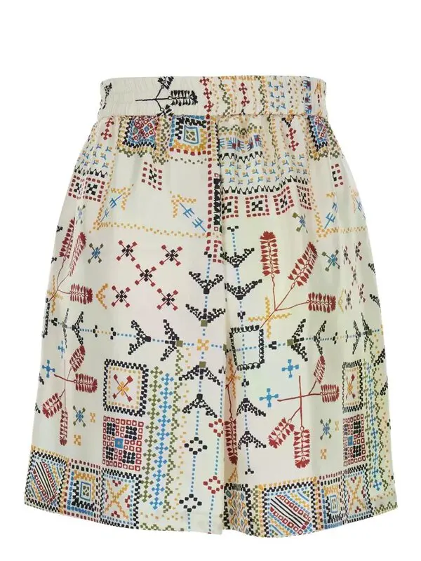 Momoni All-over Print Elasticated Waist Shorts - Neutrals