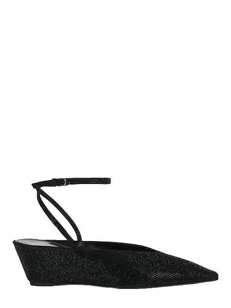 Tory Burch Pave Wedge With Wrap-buckle Strap - Black