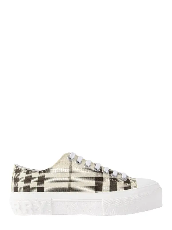 Burberry Checked Canvas Sneakers - Neutrals