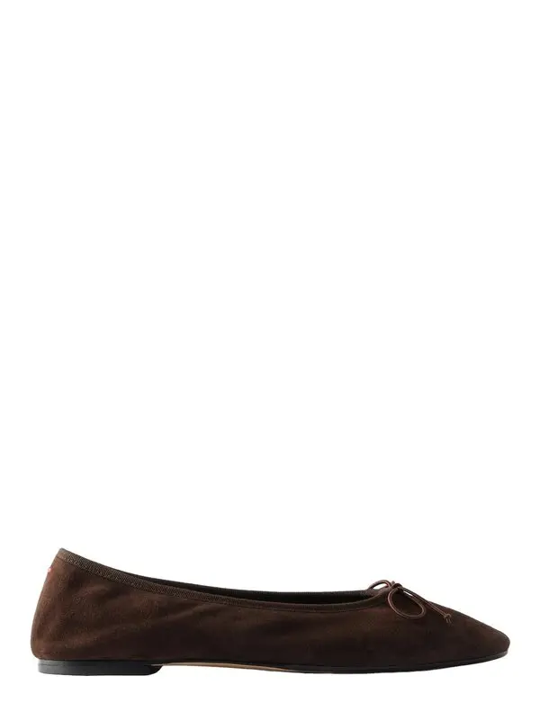 AeydĒ Tiby Bow-detailed Suede Ballet Flats - Brown