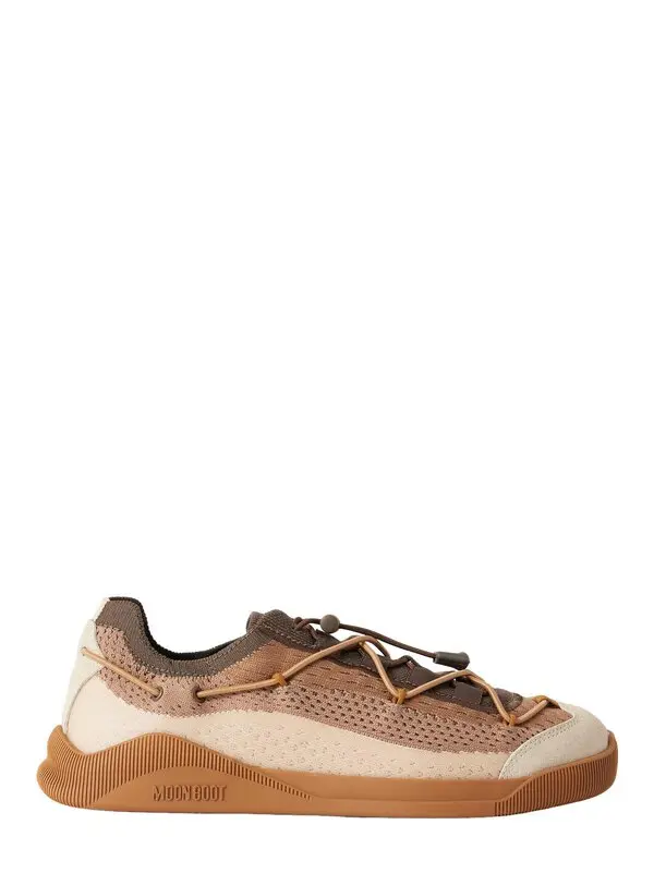 Moon Boot Moonlight Suede-trimmed Mesh Sneakers - Neutrals