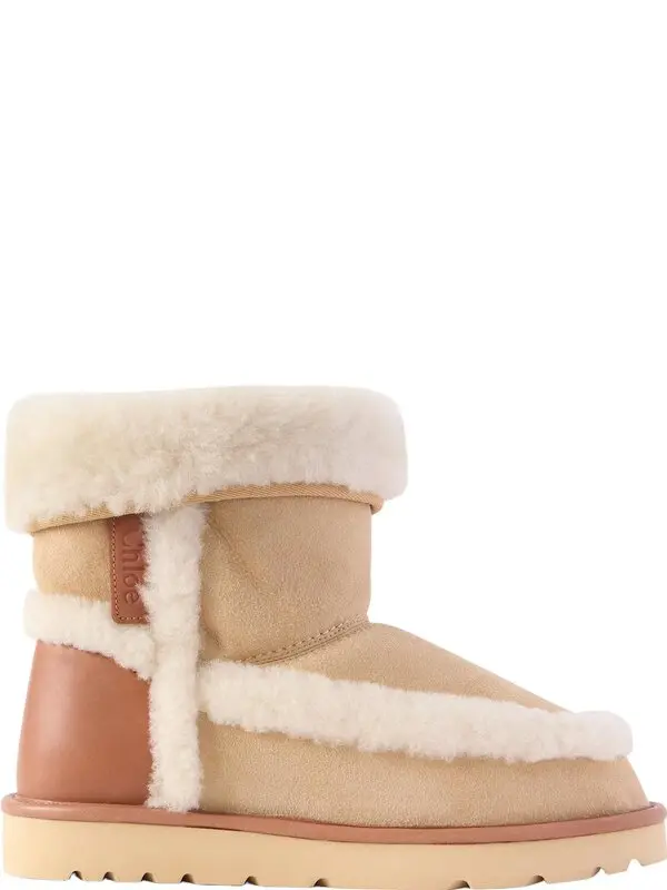 Chloé Dolcie Shearling-trimmed Suede Ankle Boots - Neutrals