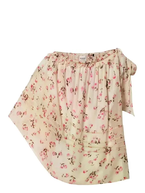 MARANT ETOILE Loeva Floral One-shoulder Blouse - Neutrals