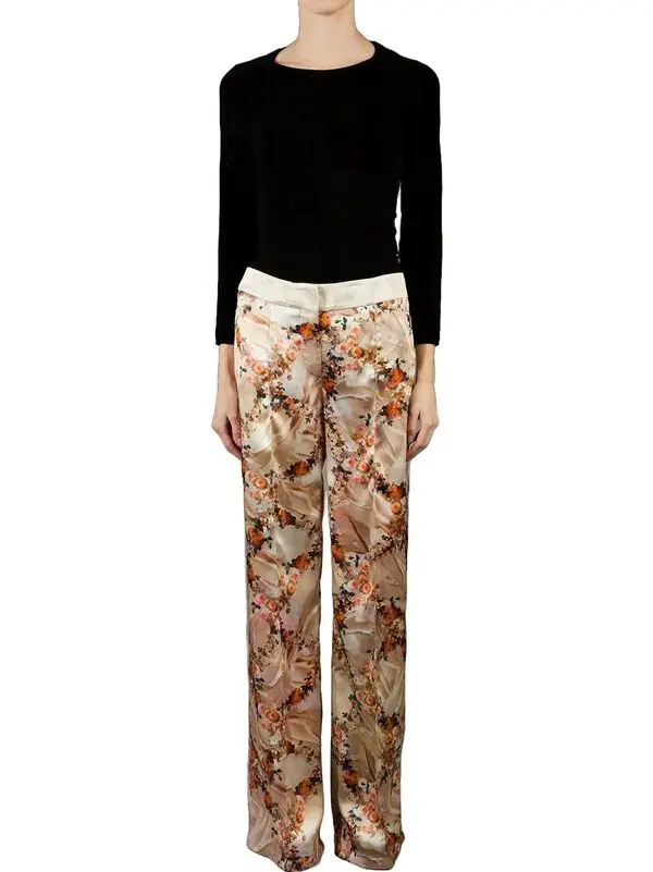Giles Printed Silk Blend Trousers - Neutrals