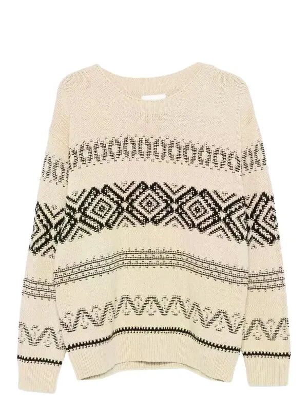Nn07 Long-sleeve Crew Neck Sweater With Jacquard Pattern - Neutrals