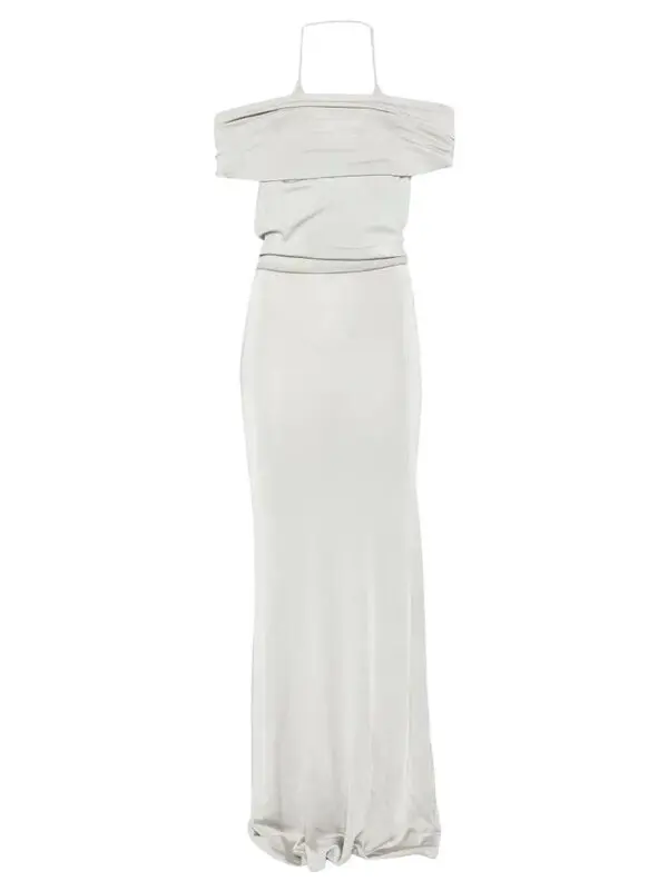AYA MUSE Sereno Maxi Dress Halterneck, Backless, Fitted Waist - Grey
