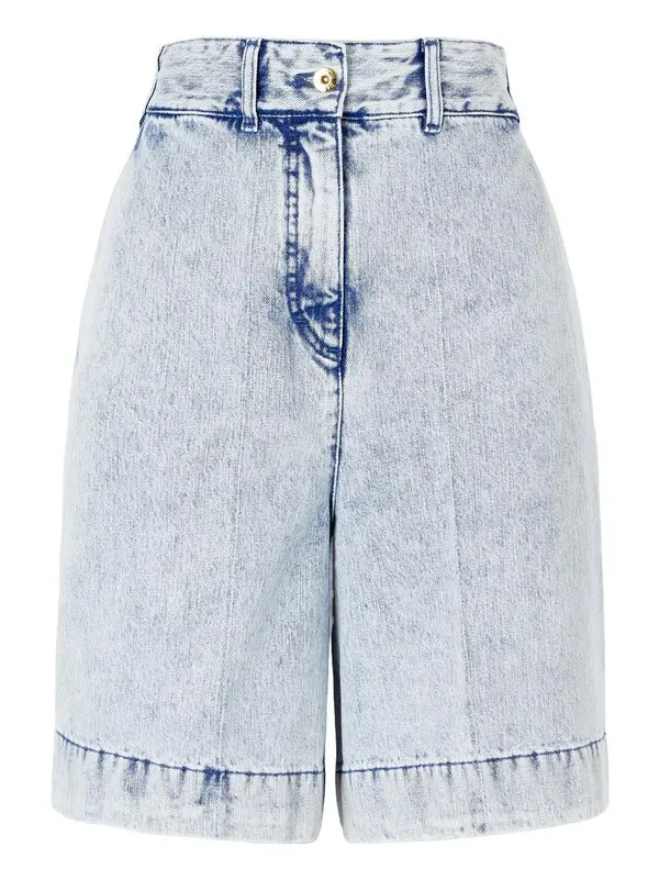 PATOU Acid Wash Denim Bermuda Shorts - Blue