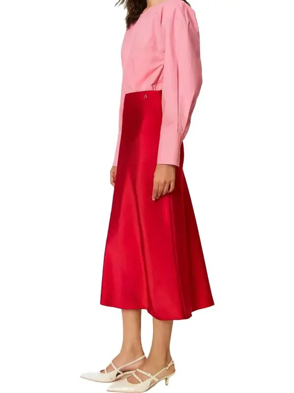 TWINSET Long Satin Skirt - Red