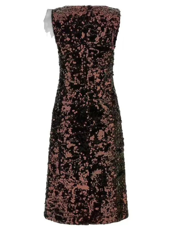 GANNI Sequined Bow Midi Dress - Brown