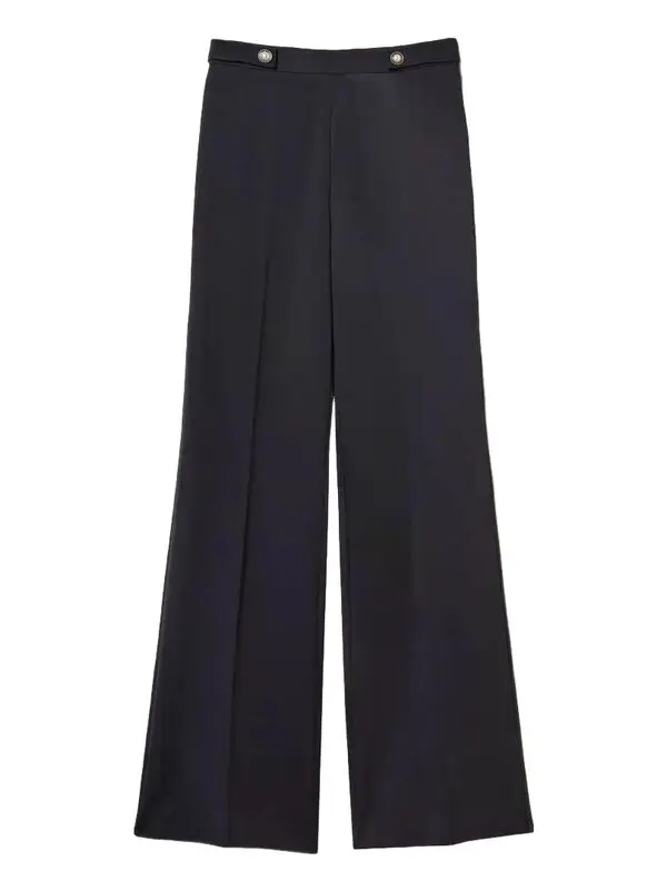 TWINSET Pearl-button Wide-leg Trousers - Blue