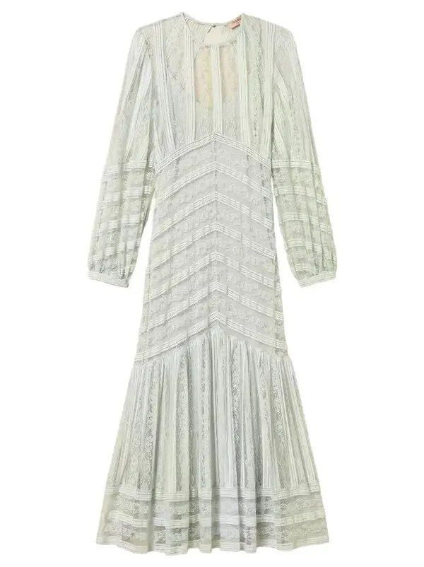 TWINSET Long Striped Lace Dress - Neutrals