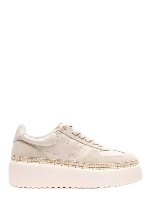 Hogan Platform Sneakers With H-stripes Detailing - Neutrals