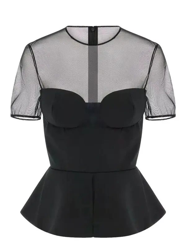 NENSI DOJAKA Sheer-neckline Blouse - Black