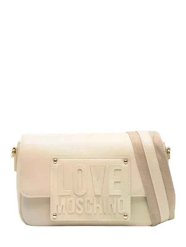Moschino Embossed-logo Flap-top Cross-body Bag - Neutrals