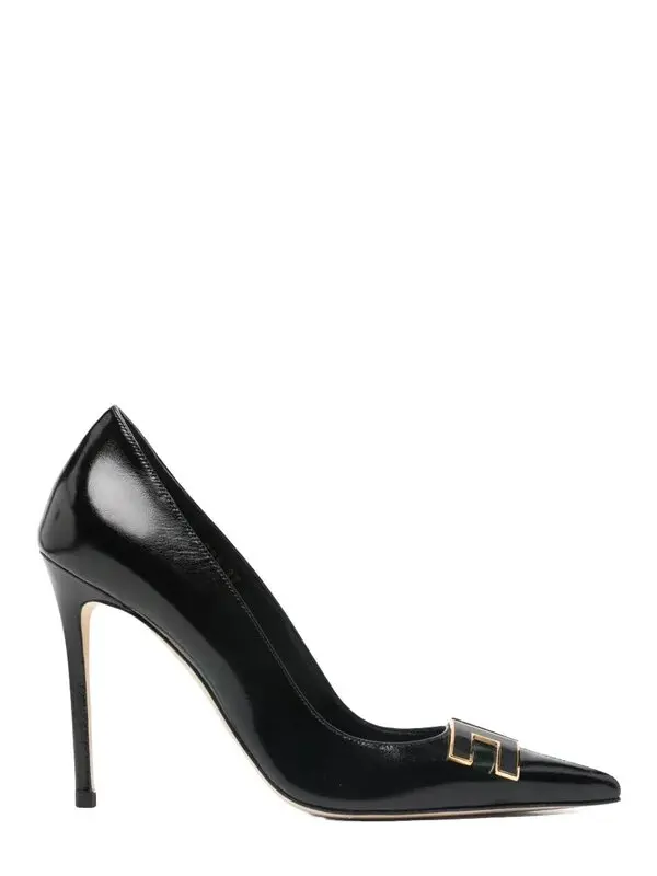 Elisabetta Franchi Logo Embellished Pointed Toe Stiletto Pumps - Black