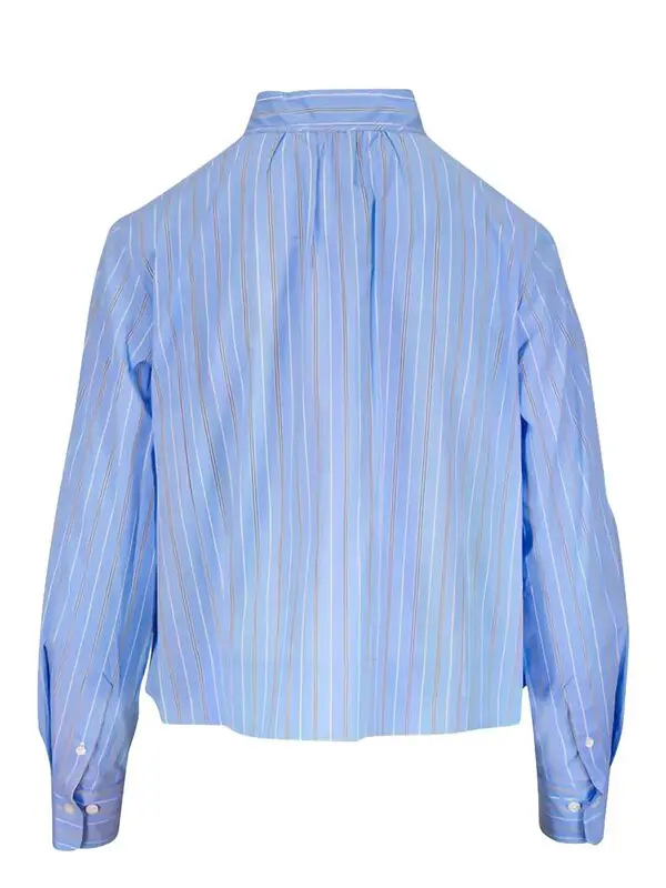 Veronica Beard Kaits Striped Tie Blouse - Blue