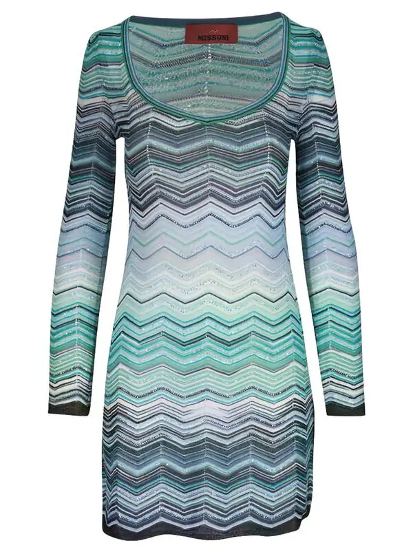 Missoni Chevron Knit Mini Dress - Blue