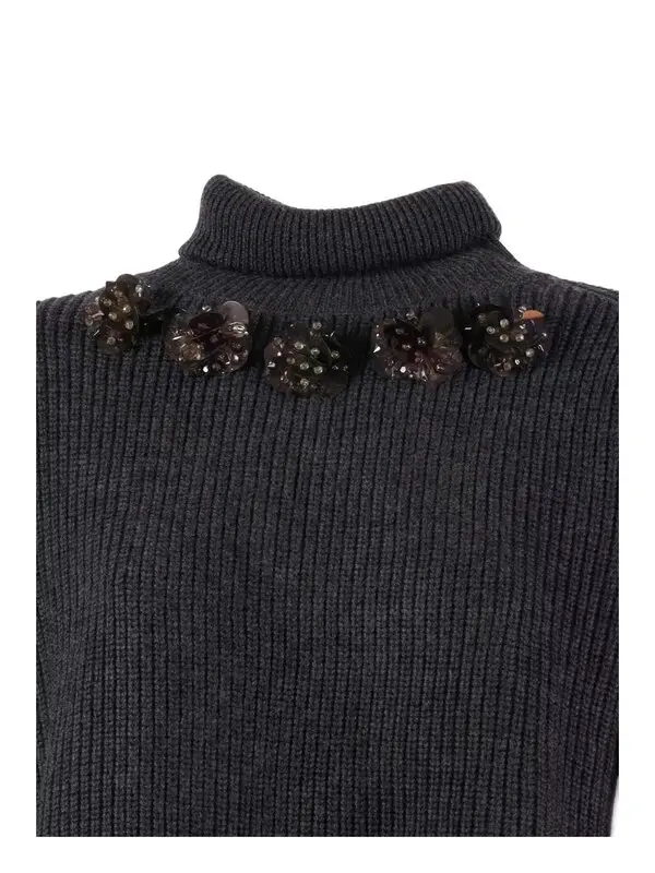 P.a.r.o.s.h Embellished Roll Neck Sweater - Grey