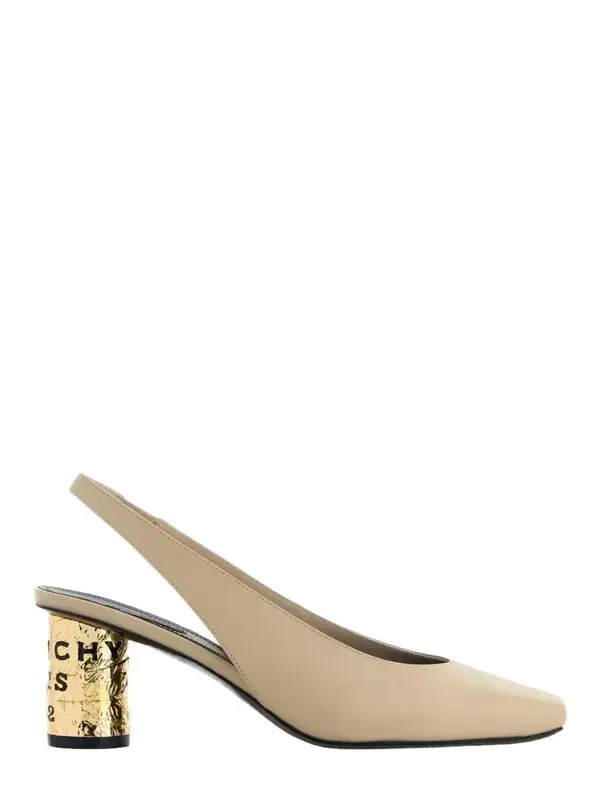 Givenchy Tape Leather Slingback Pumps With Gold-tone Heel - Neutrals