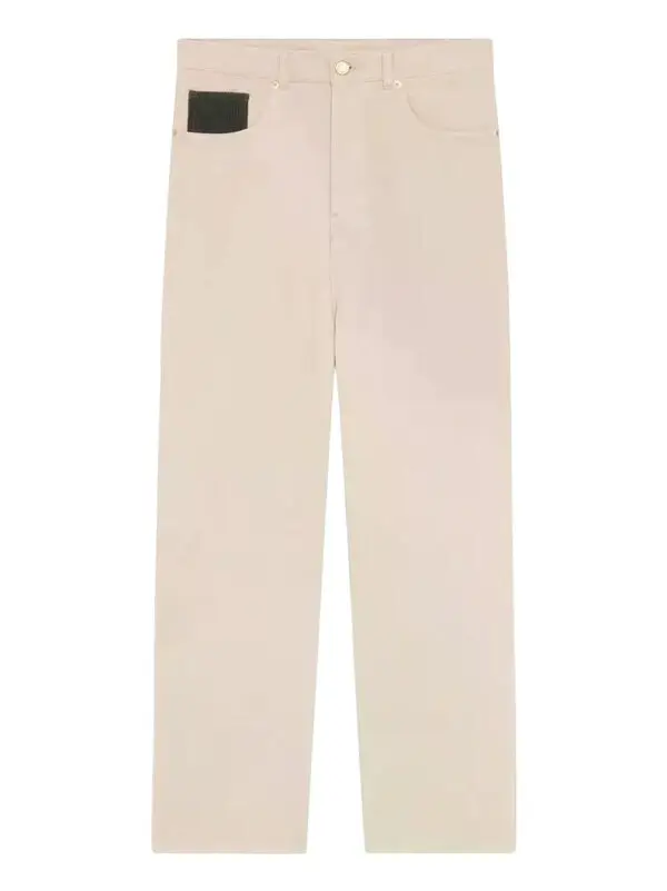 Drole De Monsieur Logo Patch Straight Leg Trousers - Neutrals