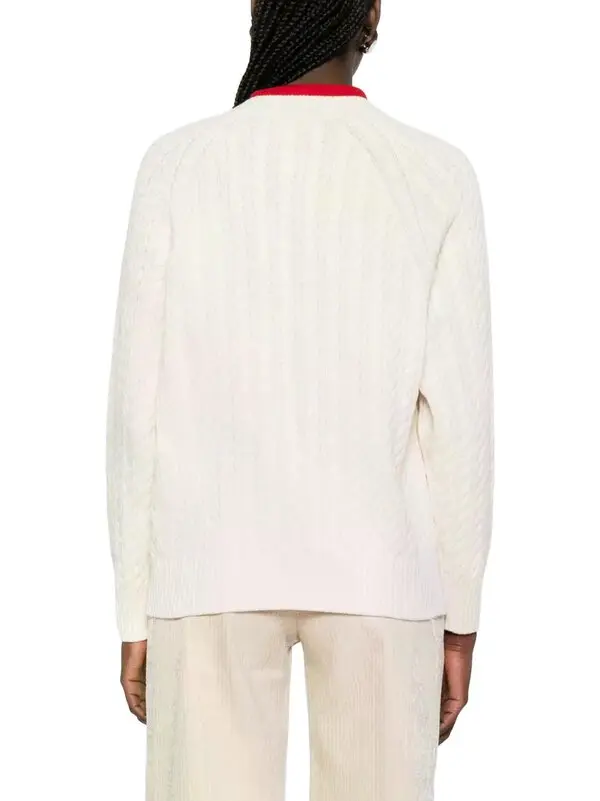 Kenzo V-neck Flower-embroidered Cardigan - Neutrals