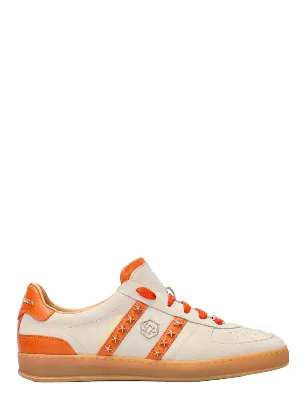 Philipp Plein Retro Rebel Star-studs Leather Low-top Sneakers - Neutrals