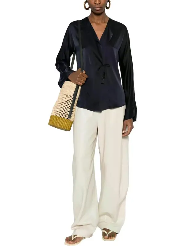 FORTE_FORTE Tassel V-neck Top - Blue