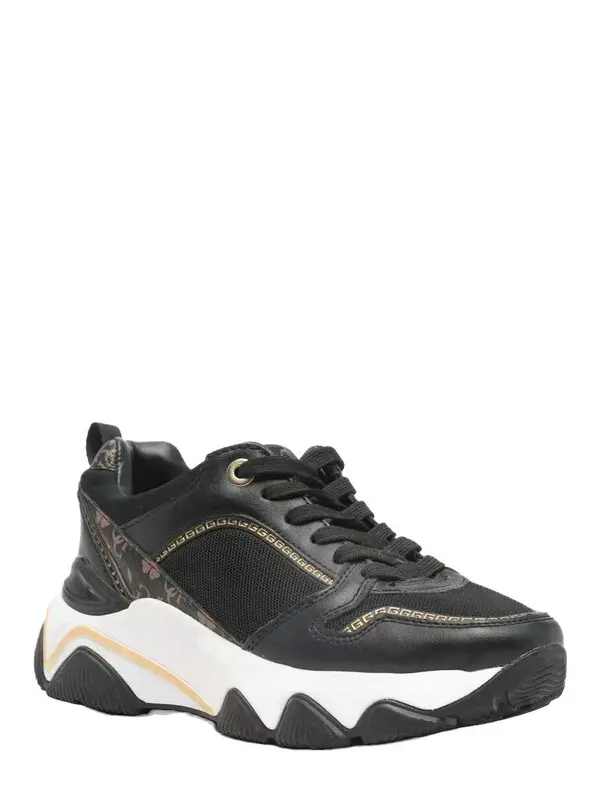 Guess Logo Pattern Lace-up Sneakers - Black